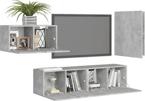 vidaXL 4dílný set TV skříněk dřevotříska [3079097] Barva: Betonová šedá