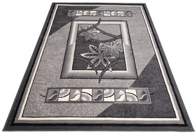 Chemex Moderní koberec Tap - čtverce a květiny 1 - šedý Rozměr koberce: 80x150 cm