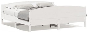 Rám postele s čelem bílý 200 x 200 cm masivní borové dřevo,  3216162