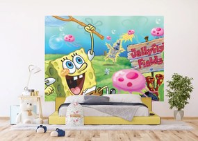 Dětská vliesová fototapeta na zed' Spongebob Chytá Medúzy | 252 x 182 cm | DFTDXL2053