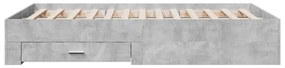 Rám postele se zásuvkami betonově šedý 140 x 190 cm kompozit