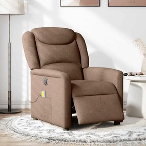 Elektrické masážní polohovací křeslo hnědé textil 3303188