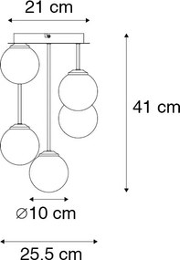 Moderní stropní svítidlo černé se zlatem 5-světlo - Atény Wire