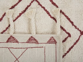 Bavlněný koberec 160 x 230 cm bílý/červený KENITRA Beliani