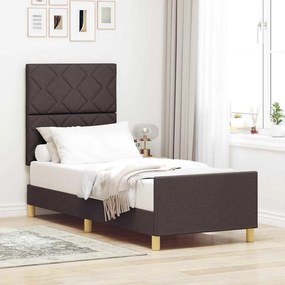 Rám postele s čelo Tmavě hnědá 80 x 200 cm textil 3344763
