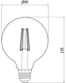 Mexen Vintis, LED žárovka E27, G95, 8W, Teplá - 2700K, 750 lm, jantarová - L157-E27-0827-50