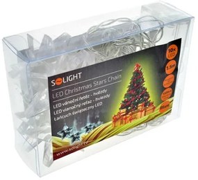 SOLIGHT LED vánoční řetěz - hvězdy, 1,5m, 10 LED, 2 x AA, modré světlo