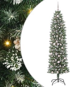 Umělý štíhlý vánoční strom Zelená a bílá 210 cm 3395307