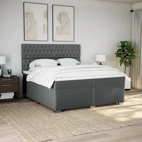 Box spring postel s matrací tmavě šedá 200x200 cm textil 3290603