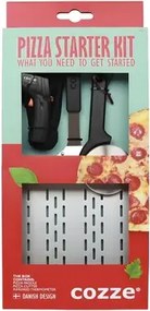 COZZE Sada pizza příslušenství 3 ks / lopata, teploměr a kráječ / hlin