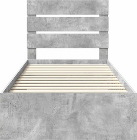 Rám postele s čelo Betonově šedá 100 x 200 cm Kompozitní dřevo 3412007