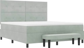 Postel s boxspringem s čelo Světle šedá 200 x 180 cm samet 3344528