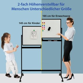 Costway Oboustranná magnetická mobilní tabule Mobilní rolovací tabule