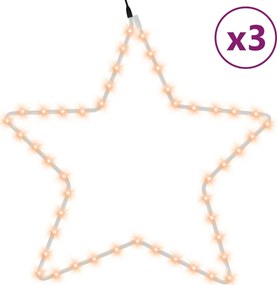 vidaXL Vánoční hvězdy se 48 teplými bílými LED 3 ks 56 cm [3154283]