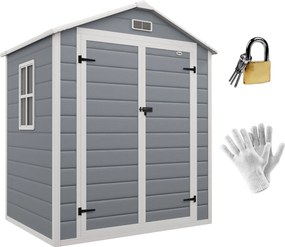 Outsunny Kůlna na Nástroje 2,12 m² 183x134x210 cm Sklad nářadí s Šikmou Střechou Zámkovými Dveřmi Okny Podlahou Odolný Proti Počasí Zahradní Dům Venku