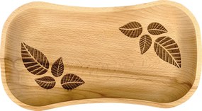 AMADEA Dřevěný servírovací podnos listy, masivní dřevo, 30 cm