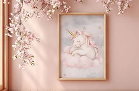 Kouzelný jednorožec - obraz - Spící jednorožec na obláčku 72 - 70 x 100 cm - 1 149 Kč