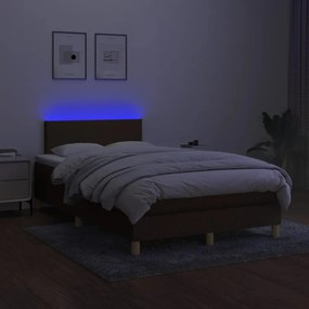 Box spring postel s matrací a LED tmavě hnědá 120x190 cm textil 3270077