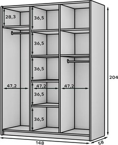 ADRK Furniture Alera III Výklopná skříň ADRK-W-ALE-150-KB