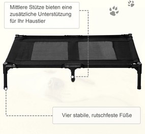 PawHut Dog Lounger Vyvýšený venkovní pelíšek a pohovka pro psy, Oxford Black, 92x76x18cm| Aosom