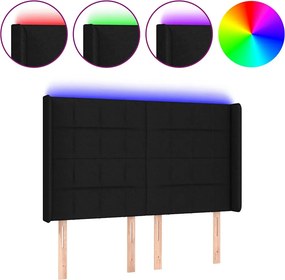 Čelo postele s LED černé 144x5x118/128 cm textil 3122424