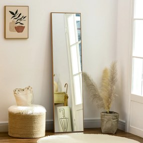 HOMCOM Stojací zrcadlo s dřevěnou strukturou Zrcadlo v plné délce Toaletní zrcadlo Make-up zrcadlo Stříbrná světle hnědá 40 x 35 x 147 cm do ložnice …