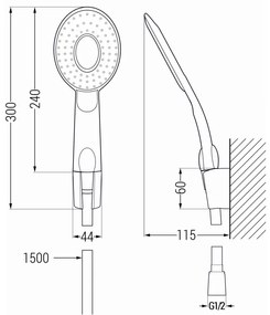 Mexen příslušenství - 1-bodový ruční sprchový set R-73, chrom/bílá, 785735052-02