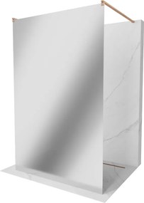 Mexen Kioto, sprchová zástěna Walk-In 100 x 200 cm, 8mm sklo vzor zrcadlo, měděný matný profil, 800-100-002-65-50