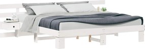 Rám postele s čelo Bílá 200 x 200 cm Masivní borové dřevo 3385677
