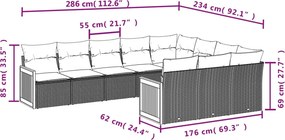 10dílná zahradní sedací souprava s poduškami černá polyratan 3228016