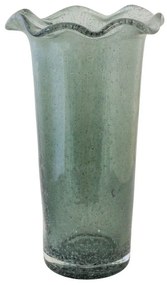 Zelená skleněná vysoká váza s volánkem Milla - Ø 13*22 cm
