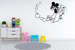 Lepy.cz Samolepka na zeď Mickey Mouse - letadlo Velikost (šířka x výška): 65x43cm, Barevná varianta: Tyrkysová modrá