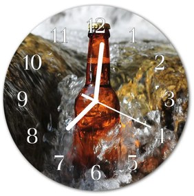 Nástenné skleněné hodiny pivo