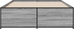 Rám postele šedý sonoma 135 x 190 cm kompozitní dřevo a kov 3279905