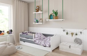 BabyBeds Dětská postel EMMA srdíčka Velikost postele: 180x80 cm, Barevné provedení: Šedá, Úložný prostor: Ano, s úložným prostorem Bílá