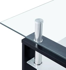Konferenční stolek černý a průhledný 95x55x40 cm tvrzené sklo 330303