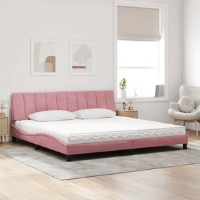Postel s matrací Hanko růžová 200 x 200 cm samet 3208621