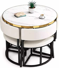 LuxuryForm DESIGN Jídelní set MONTE 4+1 - bílý / bílý