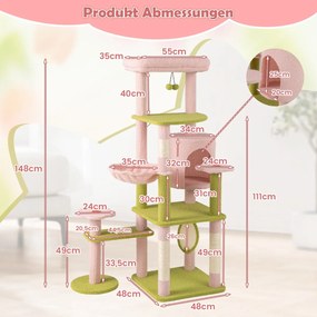 Costway Květinové škrabadlo a plyšová polstrovaná platforma a Cat House Cat Tree