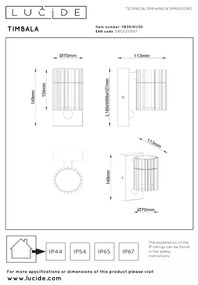 Lucide 11839/01/30 - Ven nástěnné svítidlo se senzor TIMBALA 1xGU10/7W/230V IP44