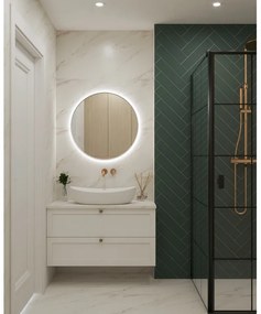 In-Design Zrcadlo RoundLine backlight - bílý matný rám, s LED osvětlením Vypínač: Bez vypínače, Průměr zrcadla (mm): 600