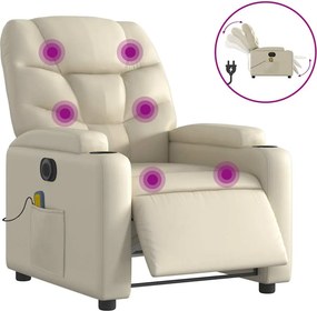Elektrické masážní polohovací křeslo krémové umělá kůže 3204652