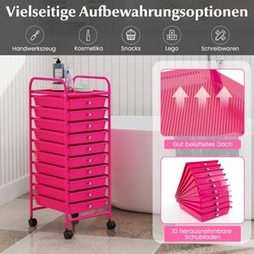 Costway Pojízdný vozík koupelnový vozík s 10 zásuvkami 33 x 37 x 86