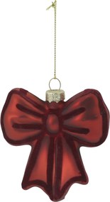 Červená vánoční skleněná ozdoba mašle Bow – 8*2*8 cm
