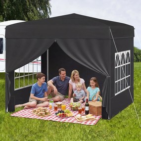 Costway Pavilon Výsuvný skládací pavilon s 4 Odnímatelné boční stěny 3 oddíl