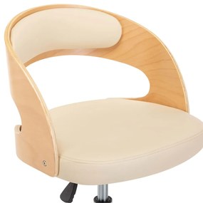 Otočné jídelní židle 2 ks krémové ohýbané dřevo a umělá kůže,  3054914