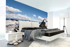 DIMEX | Samolepicí vliesová fototapeta na zeď Švýcarské Alpy MA-5-1629 | 375 x 250 cm | modrá, bílá, černá