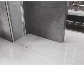 Mexen Velar, sprchová zástěna s posuvnými dveřmi Walk-in 110 x 200 cm, 8mm sklo námraza, broušená ocel, 871-110-000-33-97
