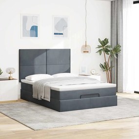 Osmanský rám postele s matracemi tmavě šedá 140x190cm samet 3314247