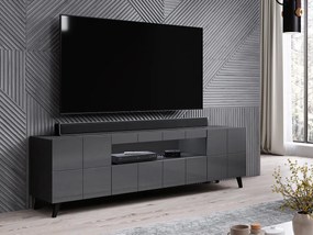 Kvalitní TV stolek Rebon, MDF šedý lesk